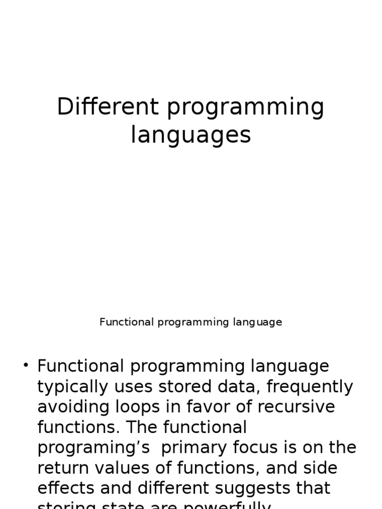 Different Programming Languages | PDF | Object Oriented Programming | C ...