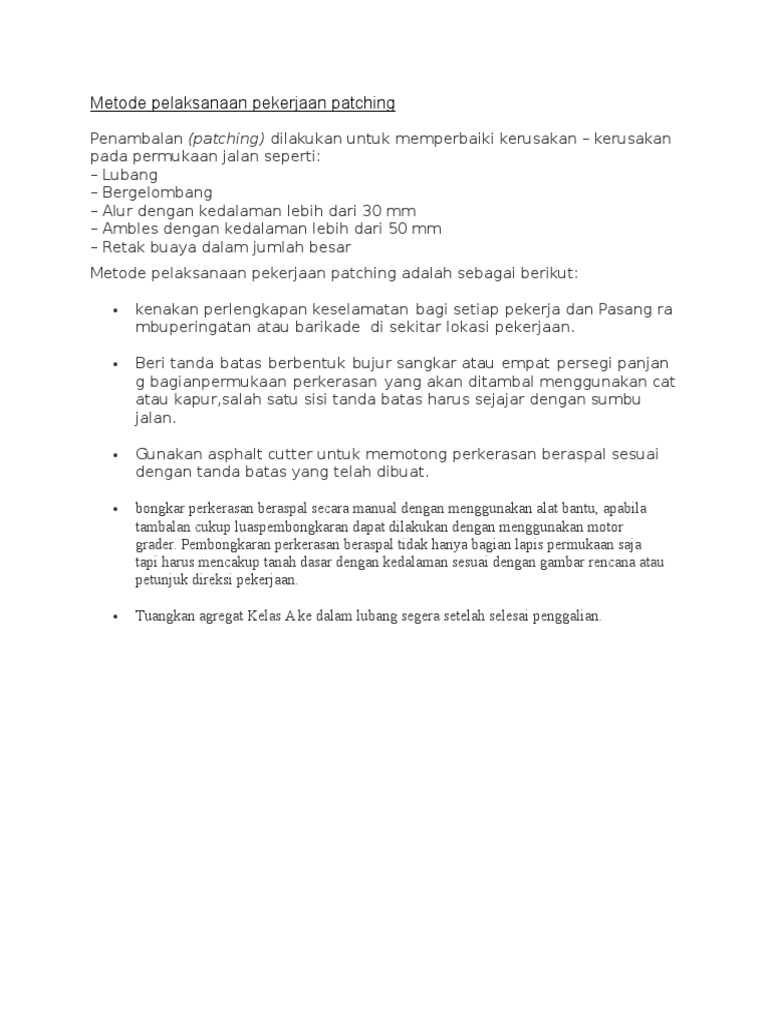 Metode Patching Jalan | PDF