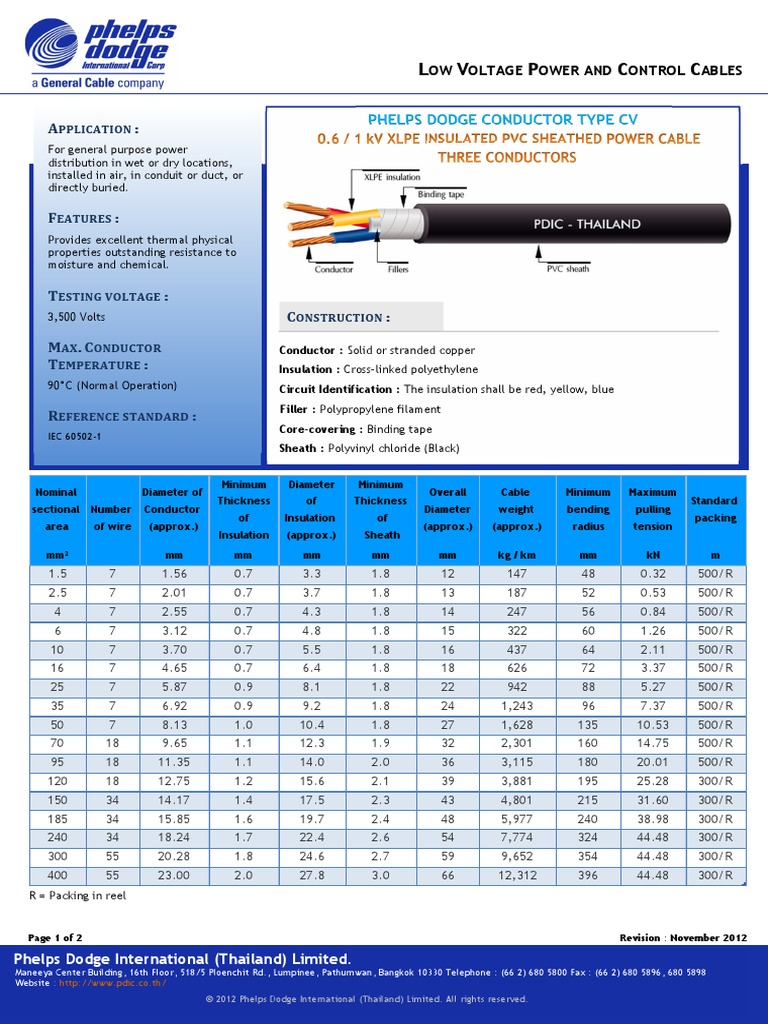 L V P C C: Phelps Dodge Conductor Type CV | PDF | Insulator ...