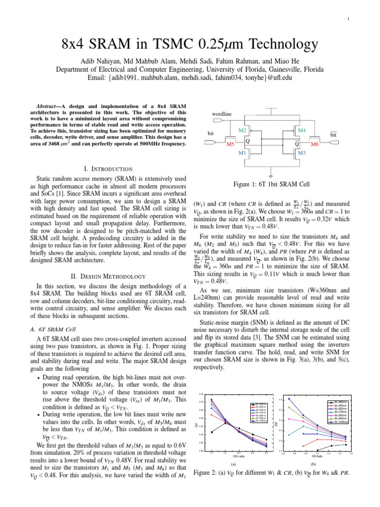 8x4 SRAM in TSMC 0.25 M Technology: Ntroduction | PDF | Random Access ...