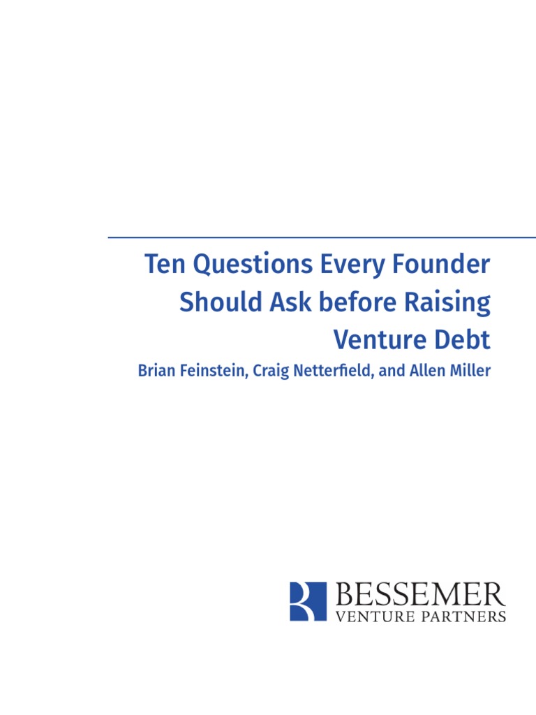 Bessemer Guide To Venture Debt | PDF | Venture Capital | Corporate Finance