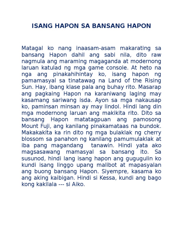 Isang Hapon Sa Bansang Hapon | PDF