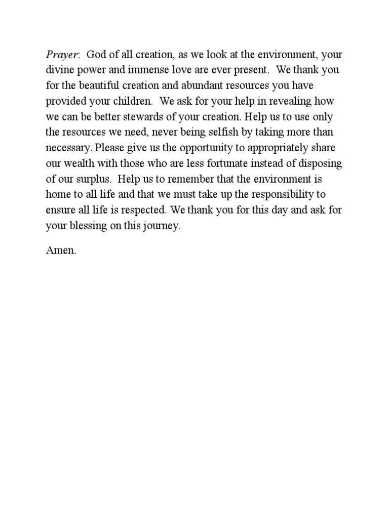 Prayer: God of All Creation, As We Look at The Environment, Your | PDF ...