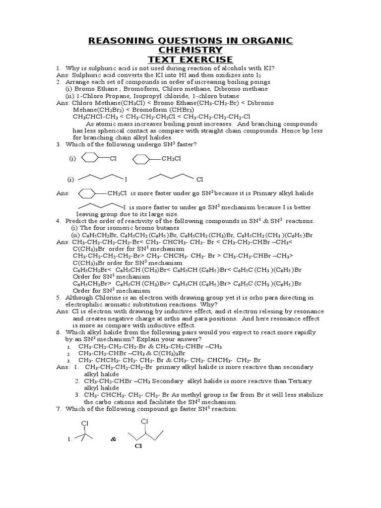 Organic Chemistry Reasoning Questions | PDF | Amine | Ether