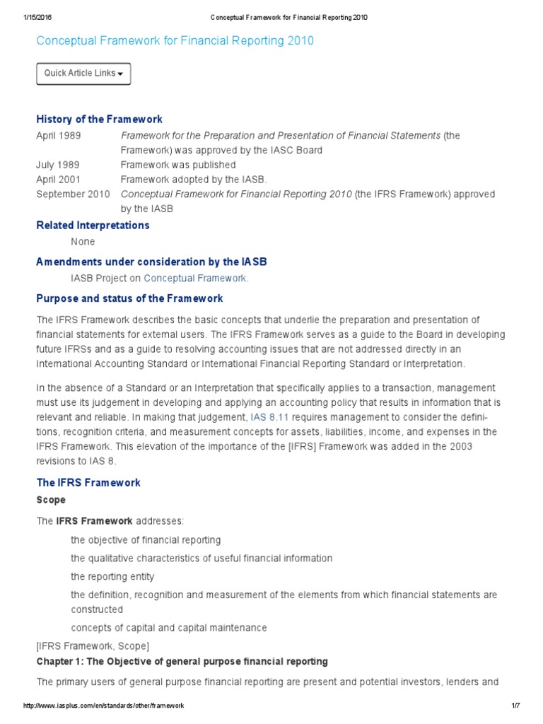 Conceptual Framework for Financial Reporting 2010 | International ...