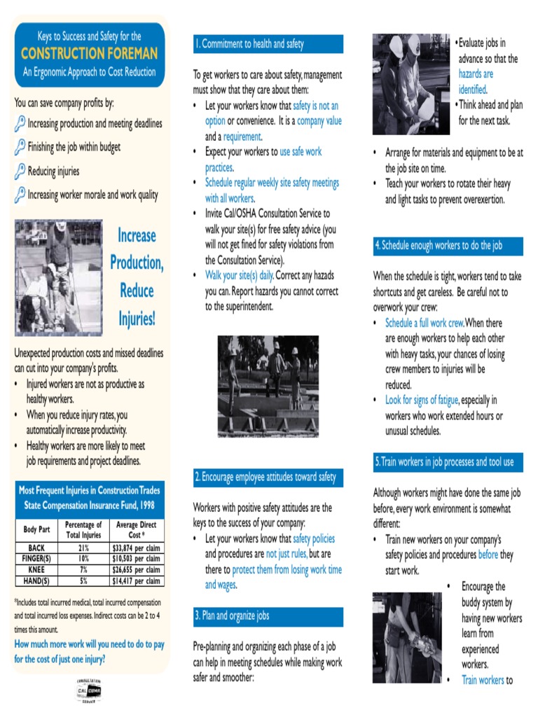 Increase Production, Reduce Injuries!: Construction Foreman | PDF ...