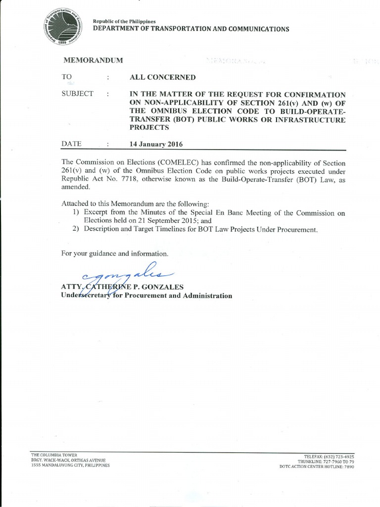 Memo COMELEC Project Exemption | PDF