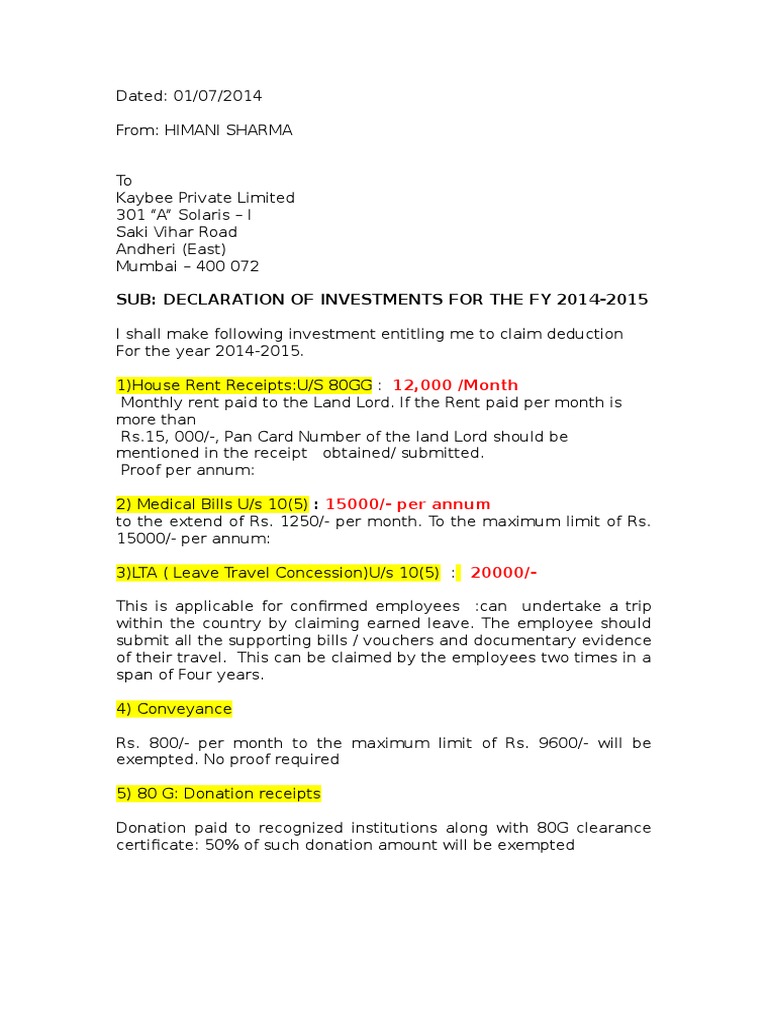 Declaration Form For 2014-2015 | PDF | Loans | Mortgage Loan