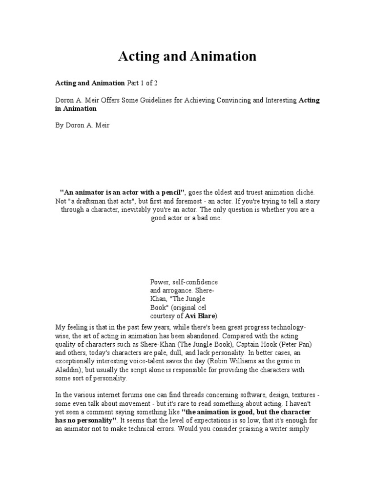 Acting An Animation | PDF | Animation | Reason