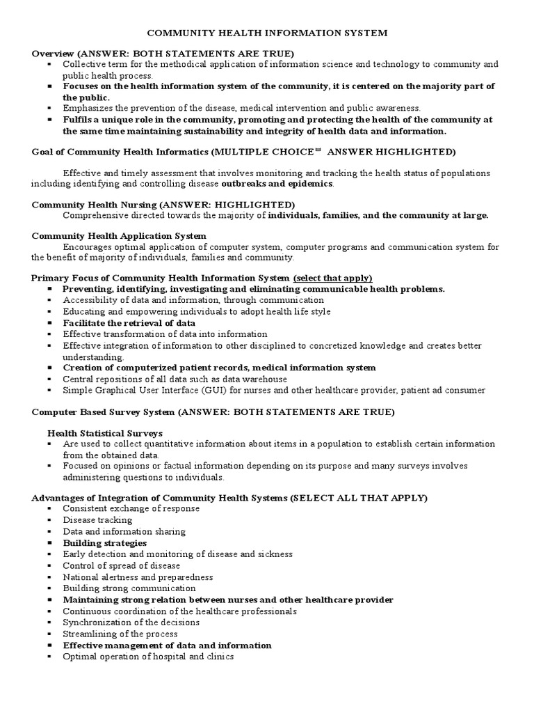 Community Health Information System | PDF | Health Informatics | Public ...