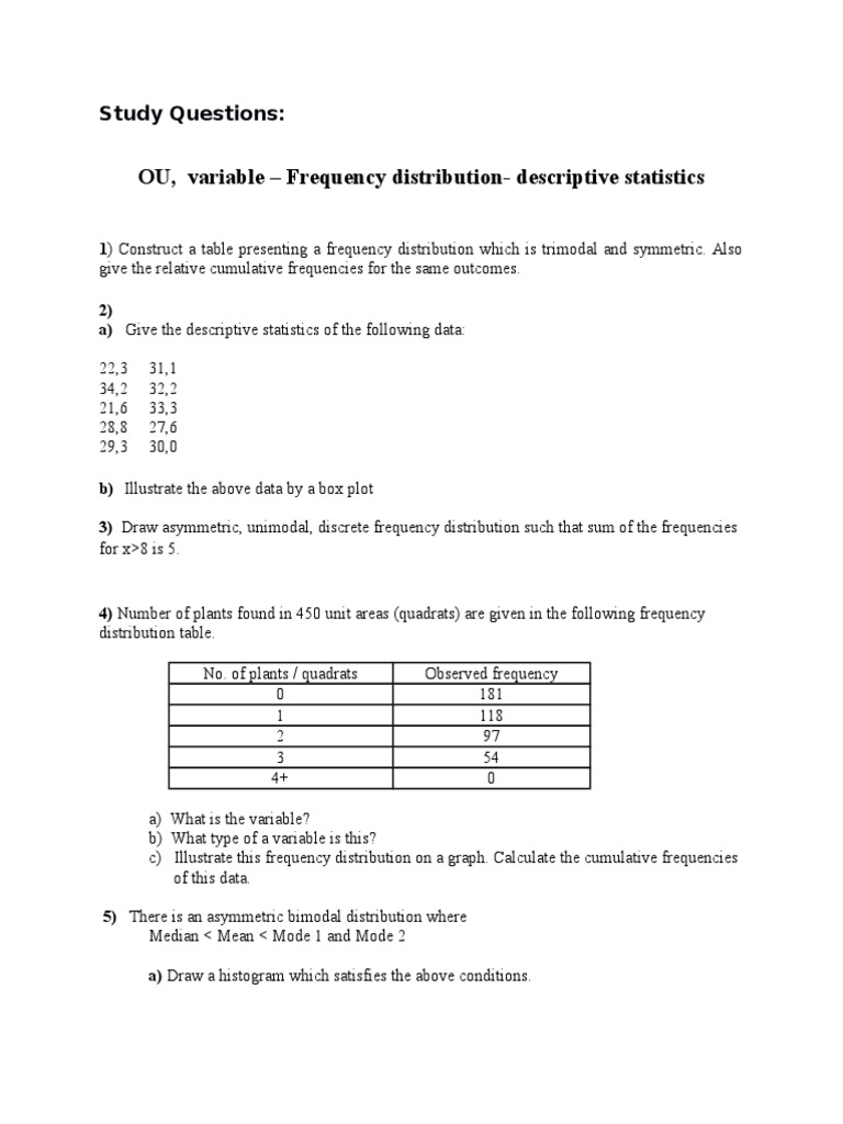 OU, Variable - Frequency Distribution-Descriptive Statistics | PDF ...