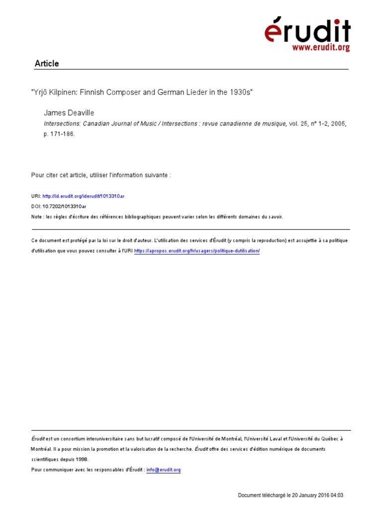 Article: "Yrjö Kilpinen: Finnish Composer and German Lieder in The ...