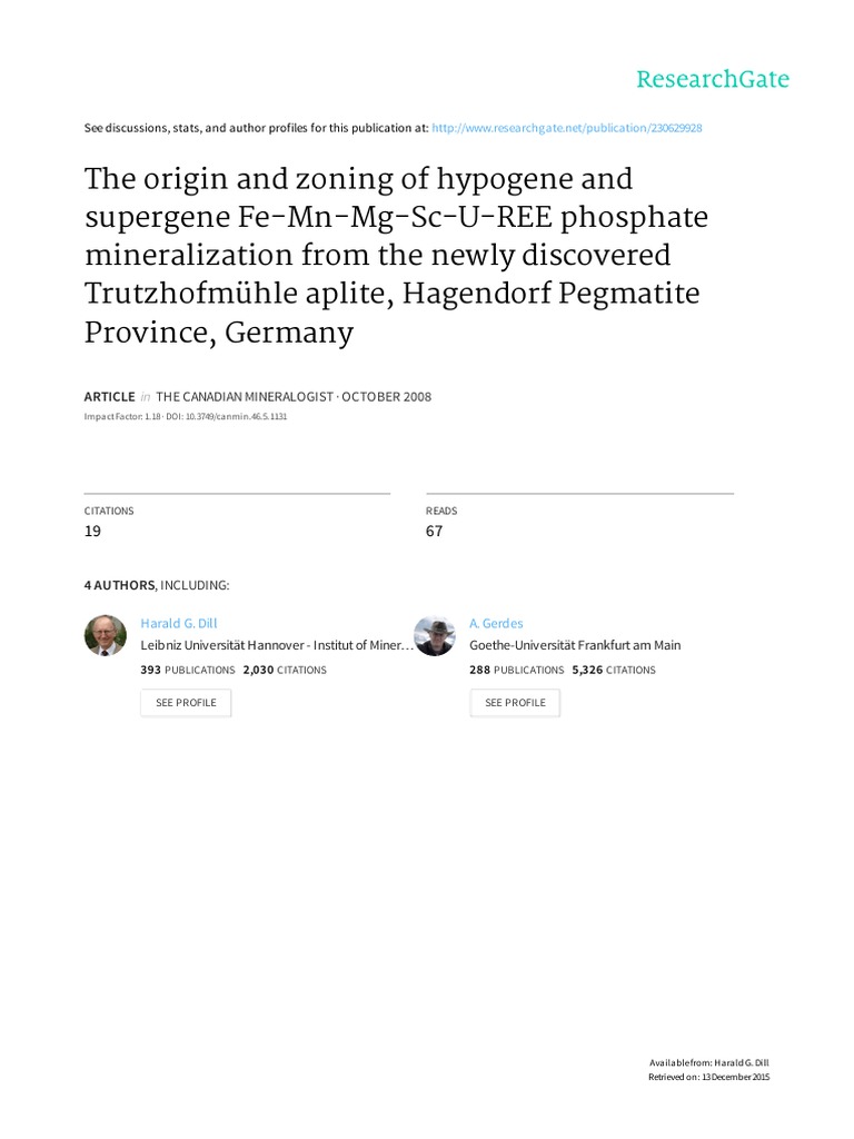 The Origin and Zoning of Hypogene and Supergene Fe-Mn-Mg-Sc-U-REE ...