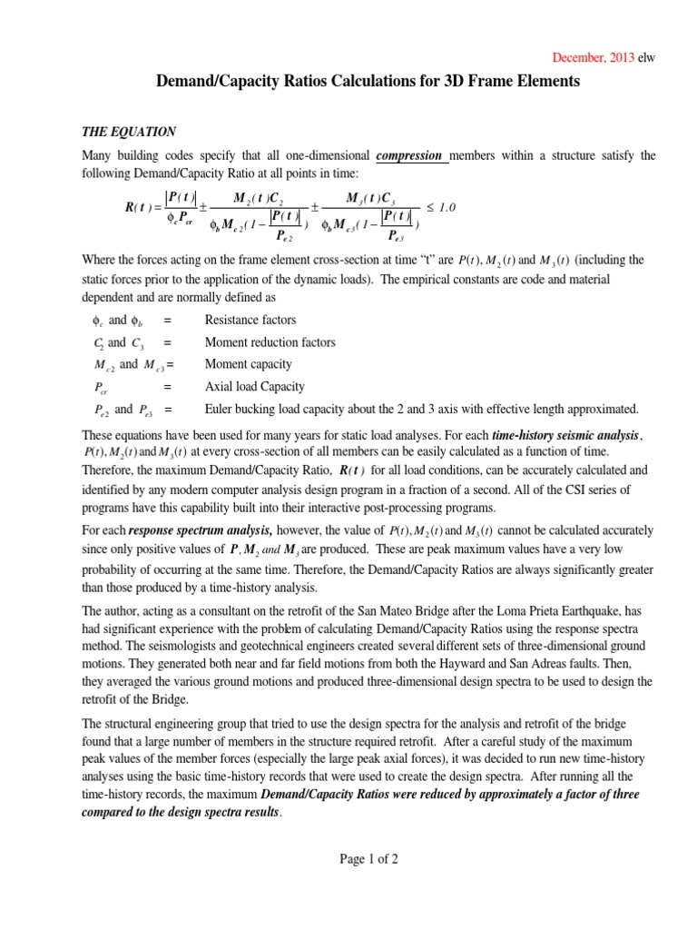 Demand Capacity Ratios Calculations For 3D Frame Elements | PDF ...