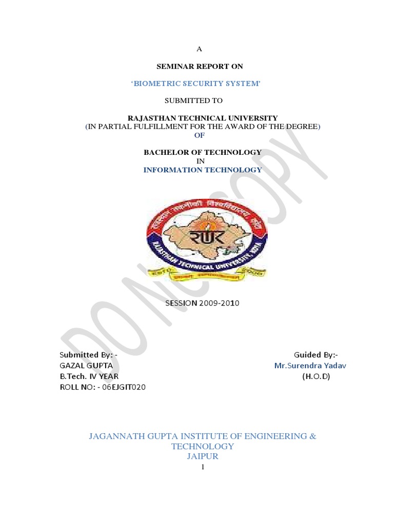 Biometrics Security System | PDF | Biometrics | Fingerprint