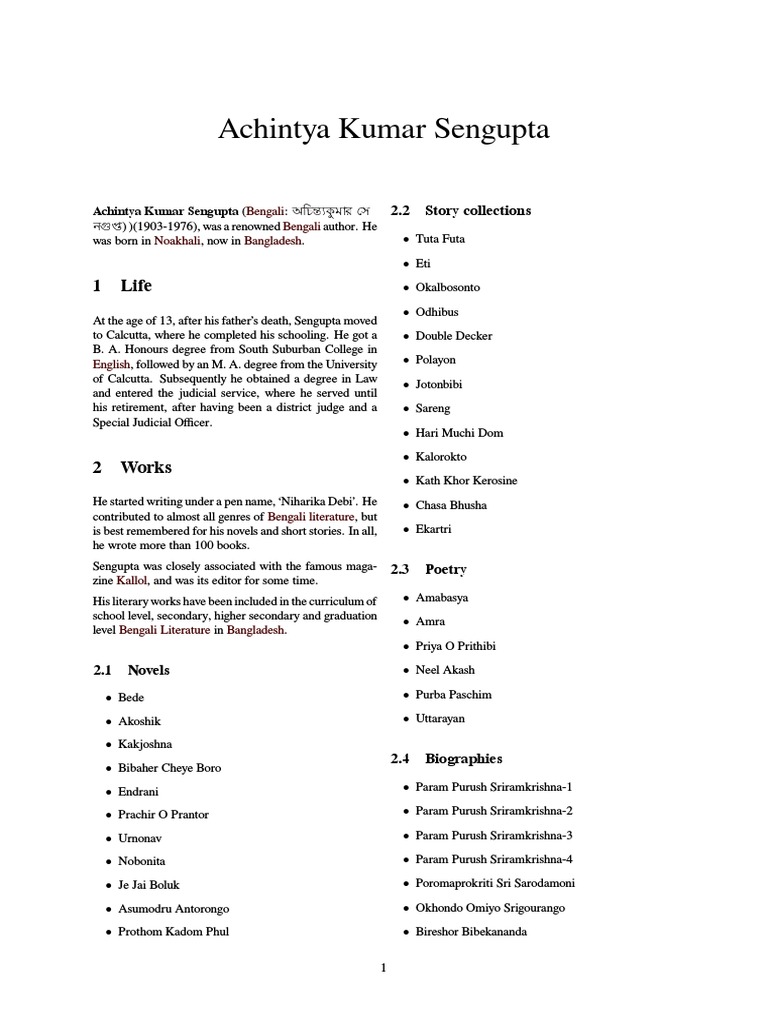 Achintya Kumar Sengupta | PDF | Bengal | Asian Literature