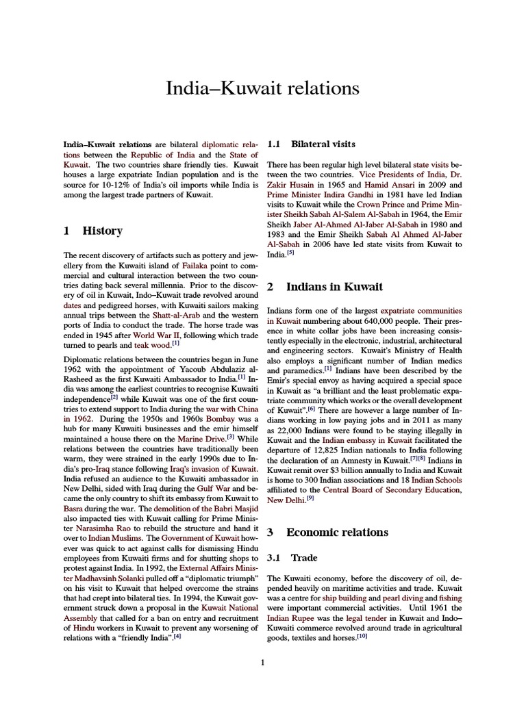 India-Kuwait Relations | Download Free PDF | Kuwait | Government