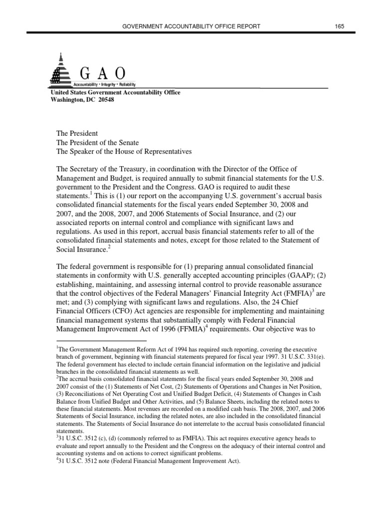 2008 GAO Audit Report | PDF | Chief Financial Officer | Government Accountability Office