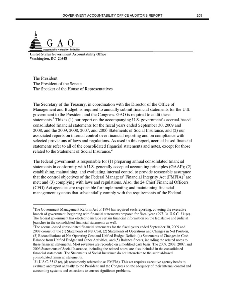 GAO Audit Report on U.S. Financial Statements | PDF | Government ...