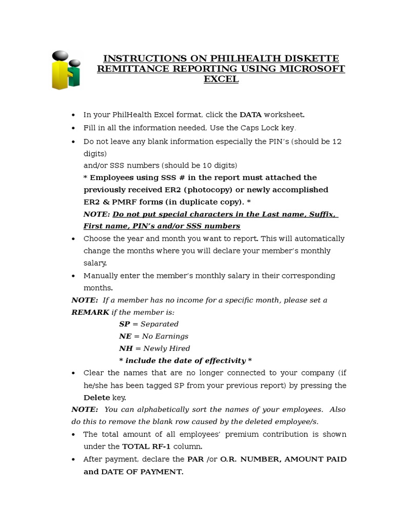 Instructions on Creating and Formatting a PhilHealth Remittance Report ...