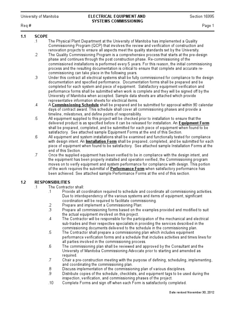 Electrical Commissioning | PDF | Verification And Validation | General ...