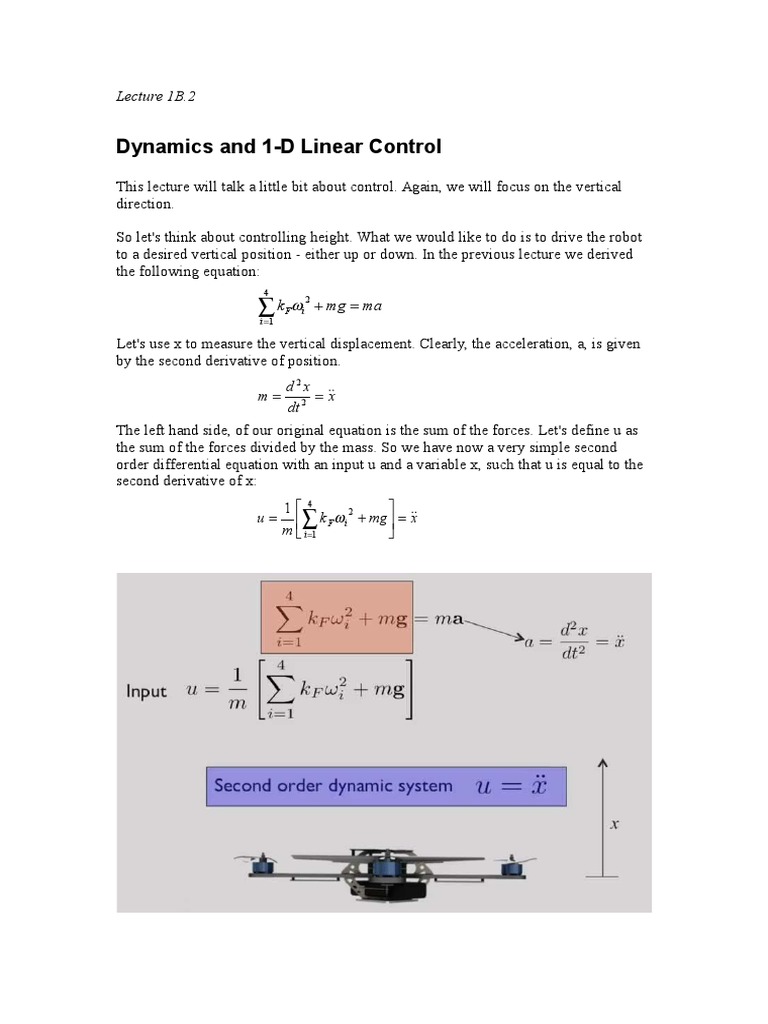Aerial Robot Height Control Dynamics | PDF | Equations | Trajectory