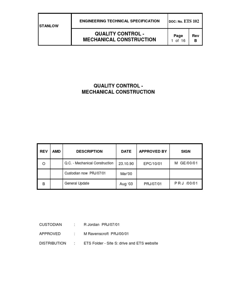 ETS 102-Mechanical Construction | PDF | Specification (Technical ...
