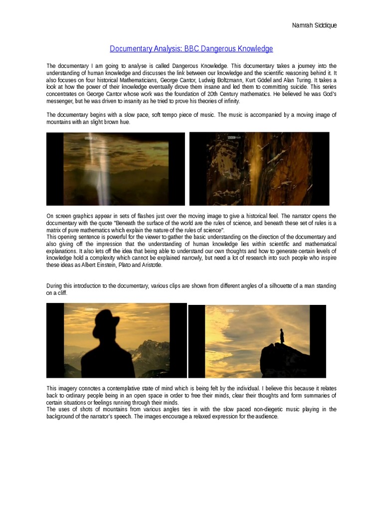 Documentary Analysis: BBC Dangerous Knowledge: Namrah Siddique | PDF ...
