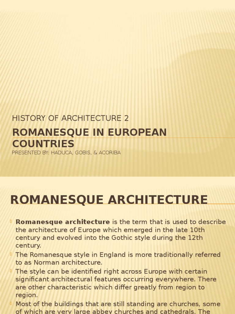 Romanesque in European Countries - Final Report | PDF | Vault ...