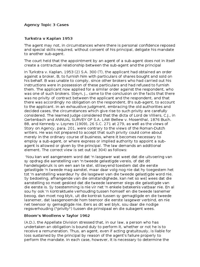 Law of Agency Cases | PDF | Law Of Agency | Lease