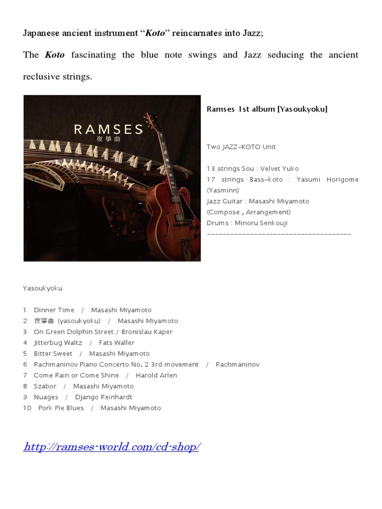 Koto Jazz Fusion Album "Yasoukyoku" | PDF