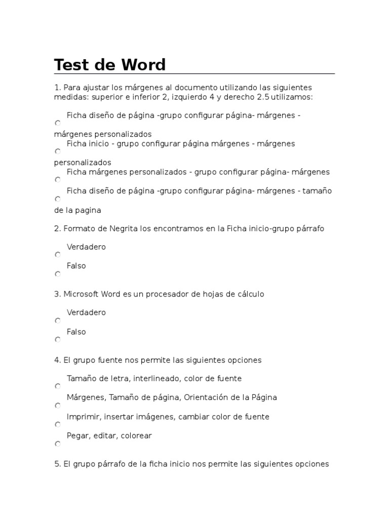 Test de Microsoft Word 2010 | PDF | Microsoft Word | Microsoft