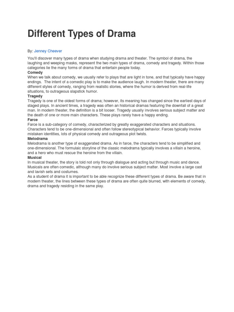 Types of Drama Explained | PDF | Art | Poetry