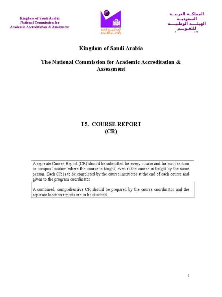 Course Report | Course Evaluation | Educational Assessment