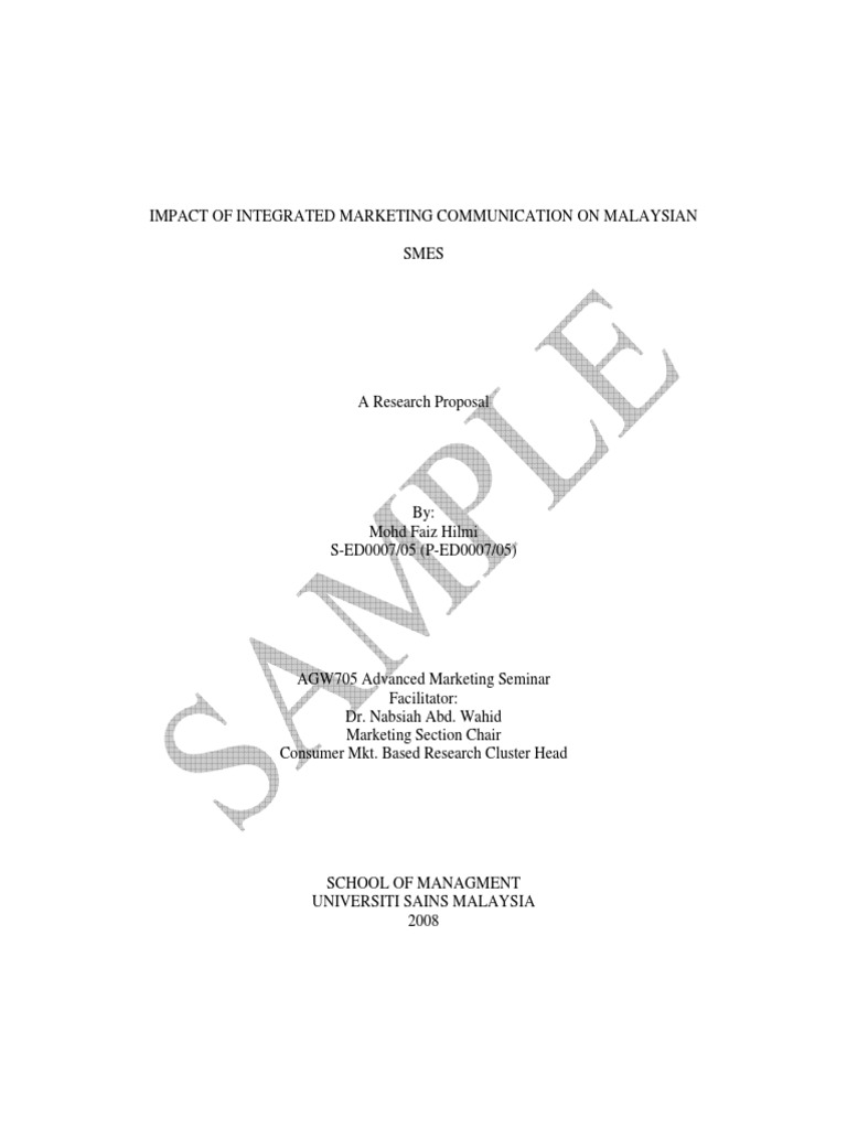 Sample Research Proposal | PDF | Small And Medium Sized Enterprises ...