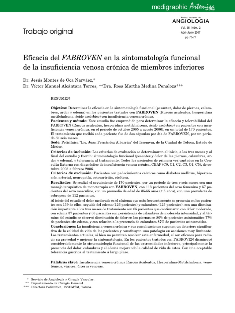 Eficacia Del Fabroven en La Sintomatologia Funcional de La ...