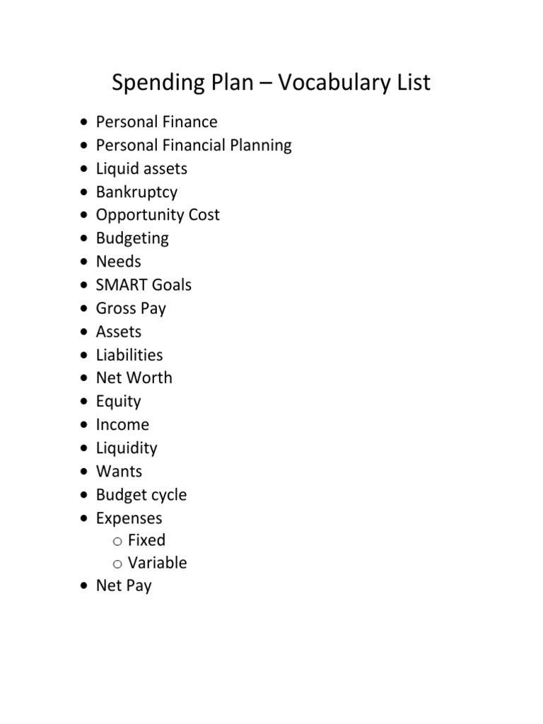 Personal Finance Vocabulary Guide | PDF