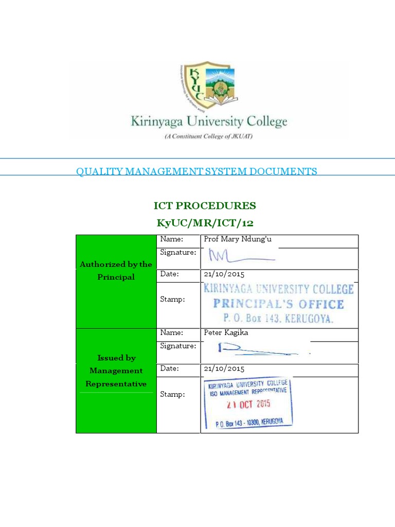 12 ICT Procedures Manuals 1 | PDF | Iso 9000 | Backup