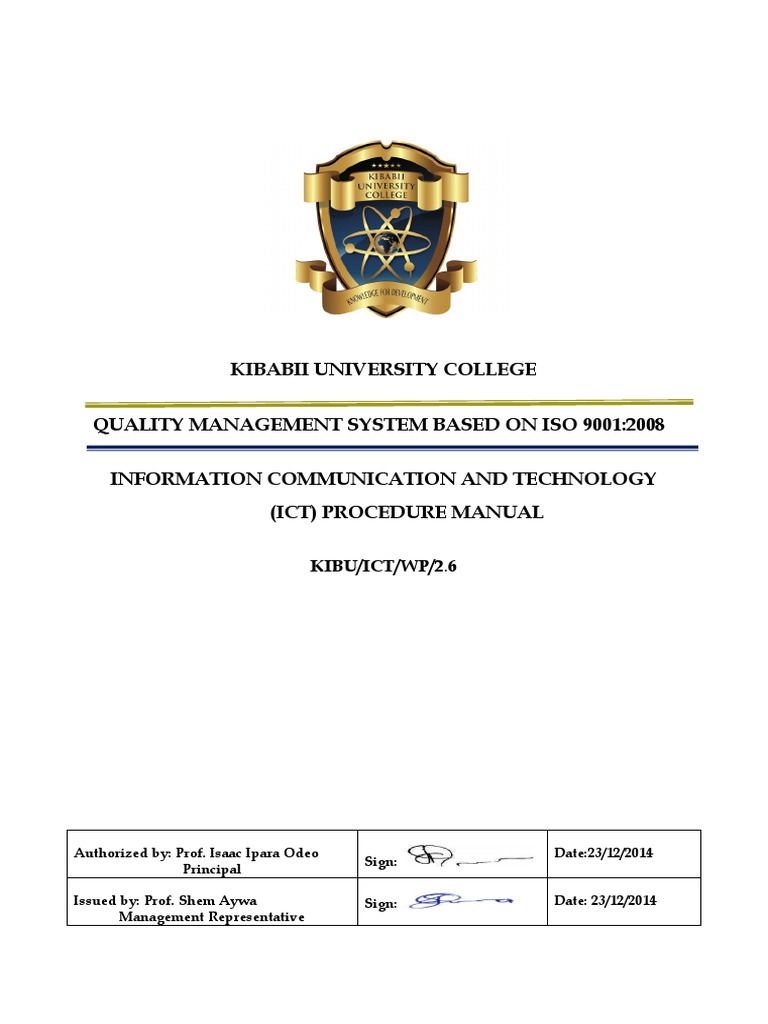 016 ICT Procedure Manual | PDF | Help Desk | Backup