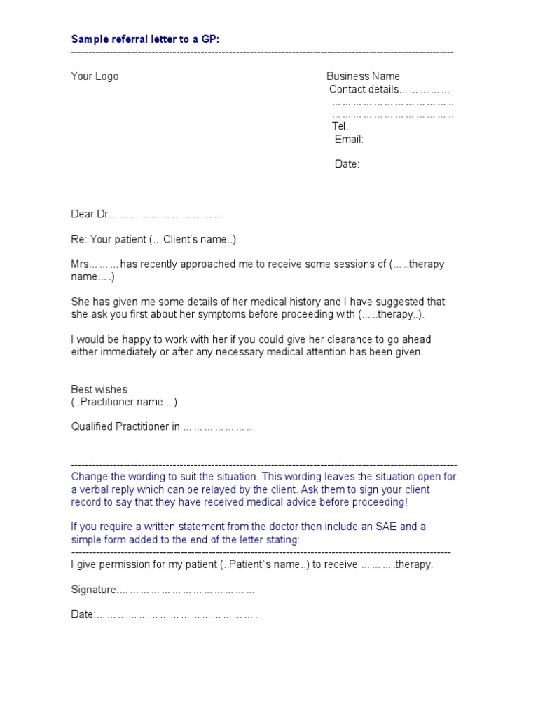 Sample Referral Letter | PDF
