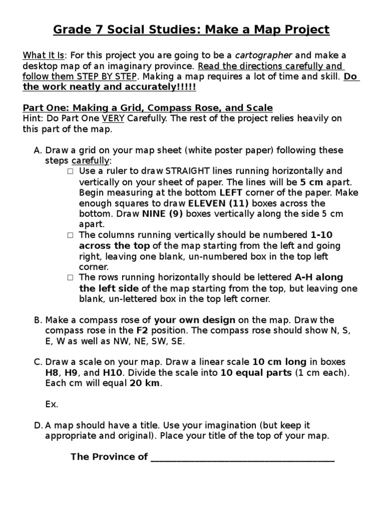 Grade 7 Map Project Guidelines | PDF | Map | Compass