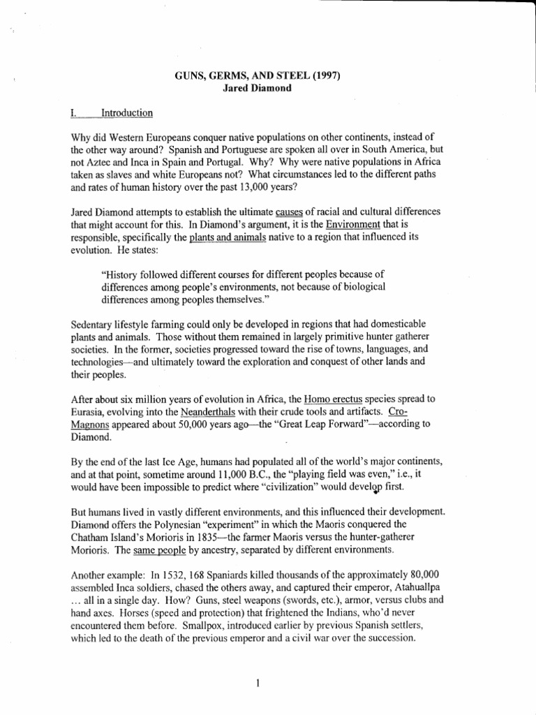 Guns Germs&Steel | PDF | Domestication | Hunter Gatherer