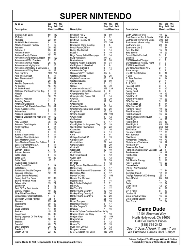 Super Nintendo: Game Dude | PDF | Leisure | Sports
