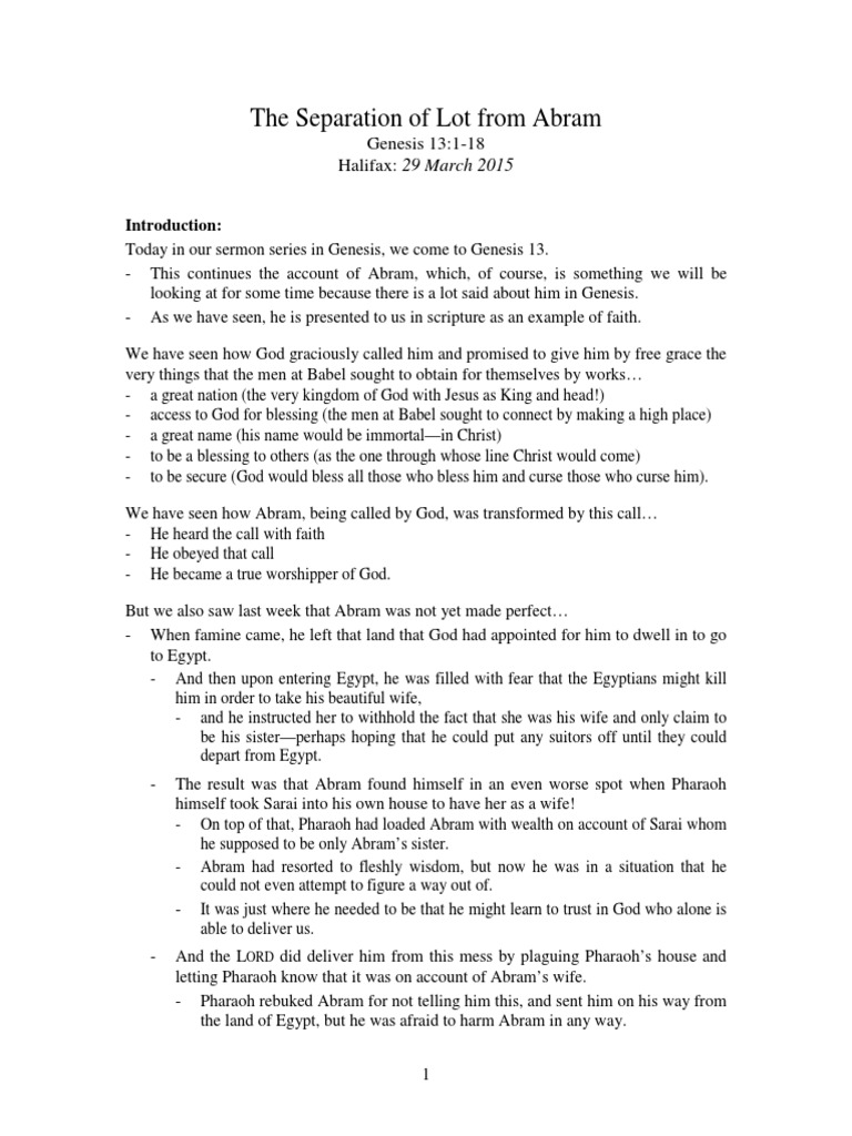 Abram and Lot Separate Their Ways | PDF | Abraham | Sodom And Gomorrah