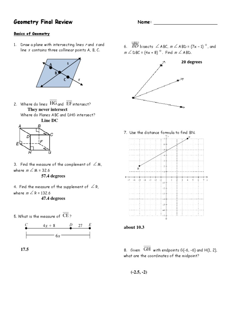 geometry final review answers | Angle | Classical Geometry | Free 30 ...