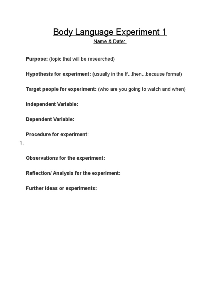 Body Language Experiment 1: Name & Date | PDF | Science & Mathematics