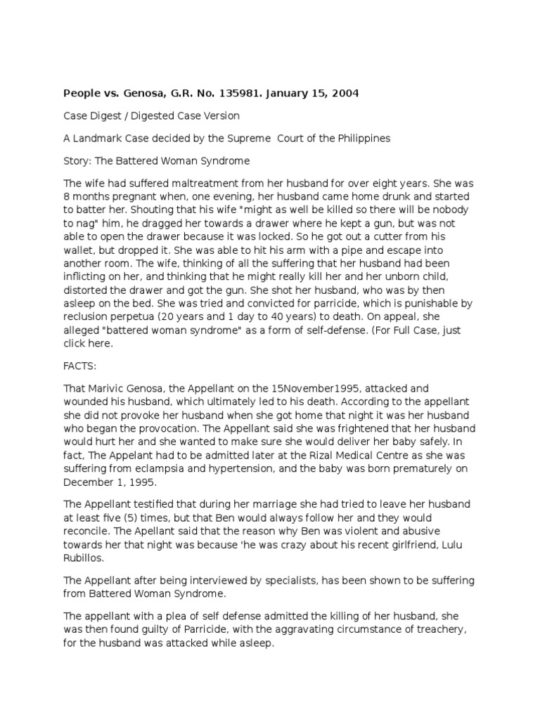 People vs. Genosa | PDF | Domestic Violence | Murder