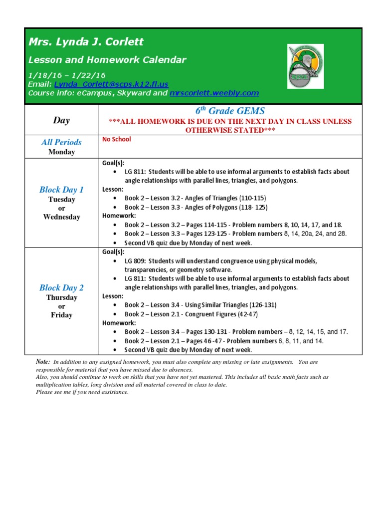 6th Grade GEMS Homework Overview | PDF | Teaching Methods & Materials