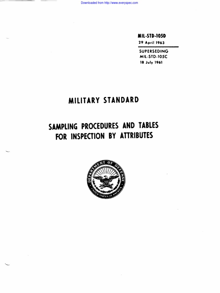 Mil STD 105D | PDF | Sampling (Statistics) | Poisson Distribution