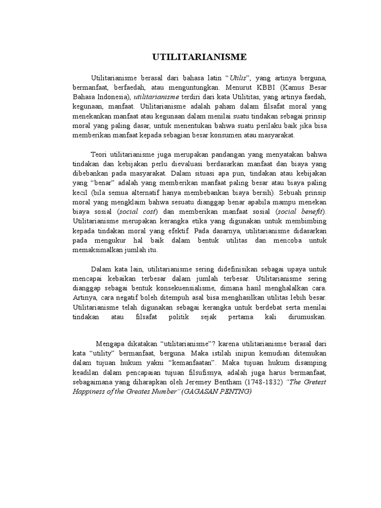 Teori Utilitarianisme | PDF | Politik